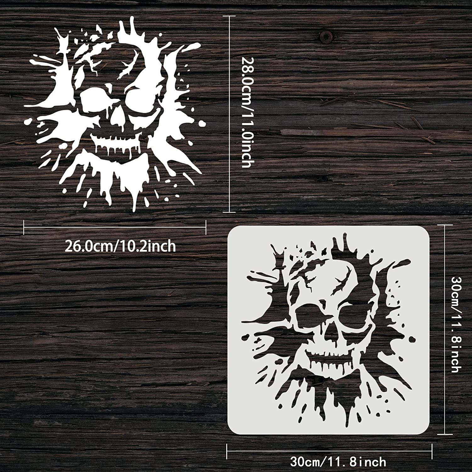 Plastic Bleeding Scary Skull Sturdy Stencil 11.8x11.8inch Horror Human ...