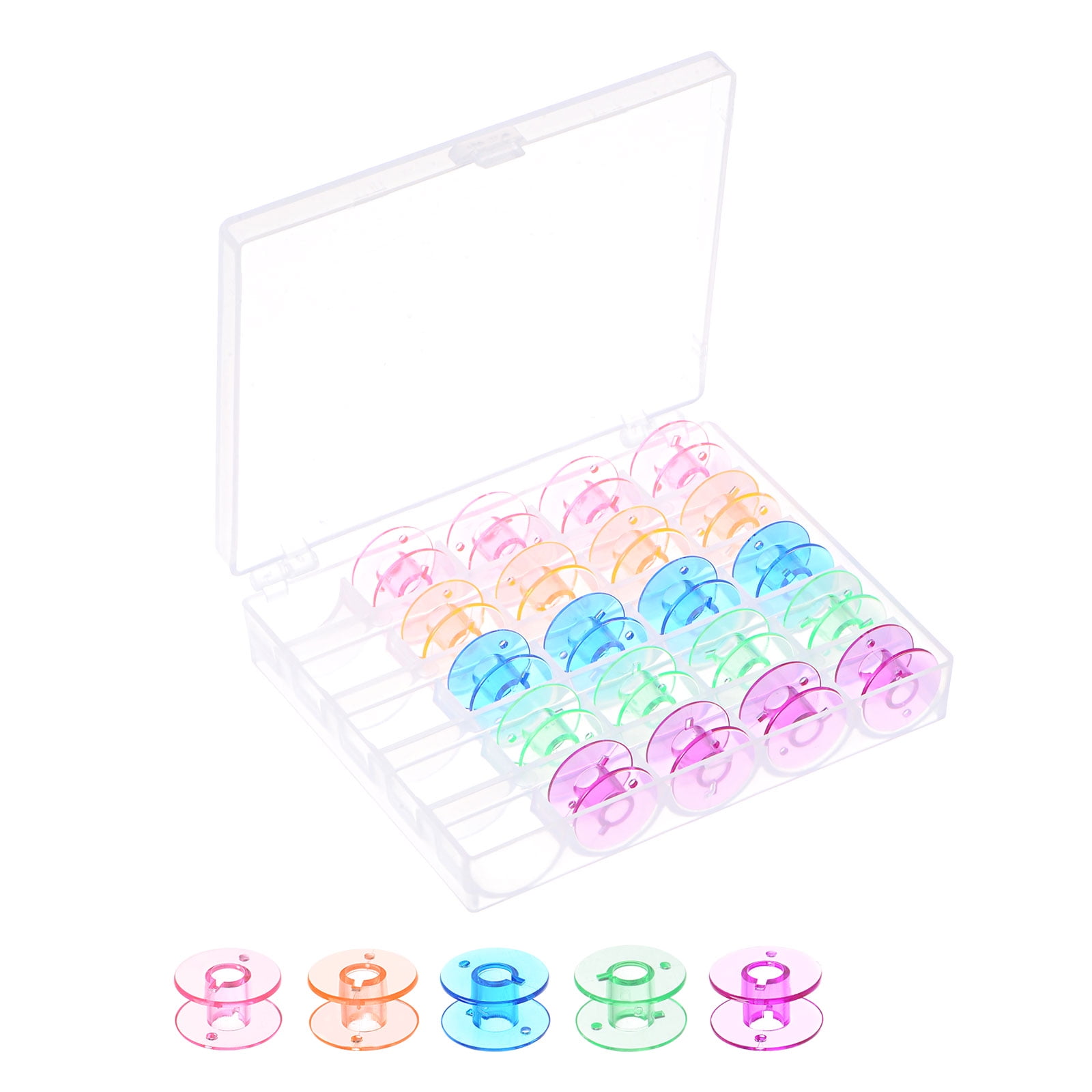 Plastic Bobbins Standard Sizes with 25 Compartments Box for Sewing ...