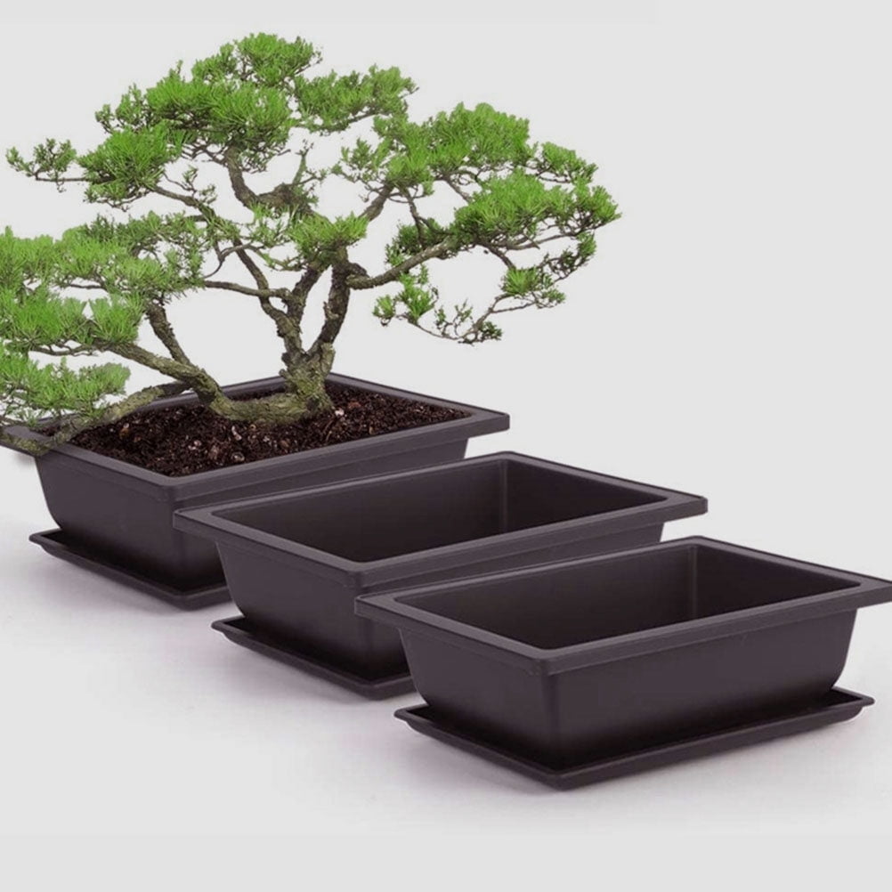 Plastic Bonsai Pots with Drainage Tray for Plants Indoor Office Outdoor ...