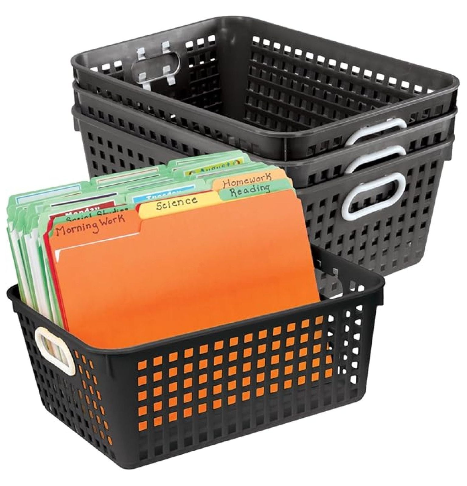 Plastic Book Baskets 4-Pack - Classroom & Toy Storage - 13.25" x 10" x ...