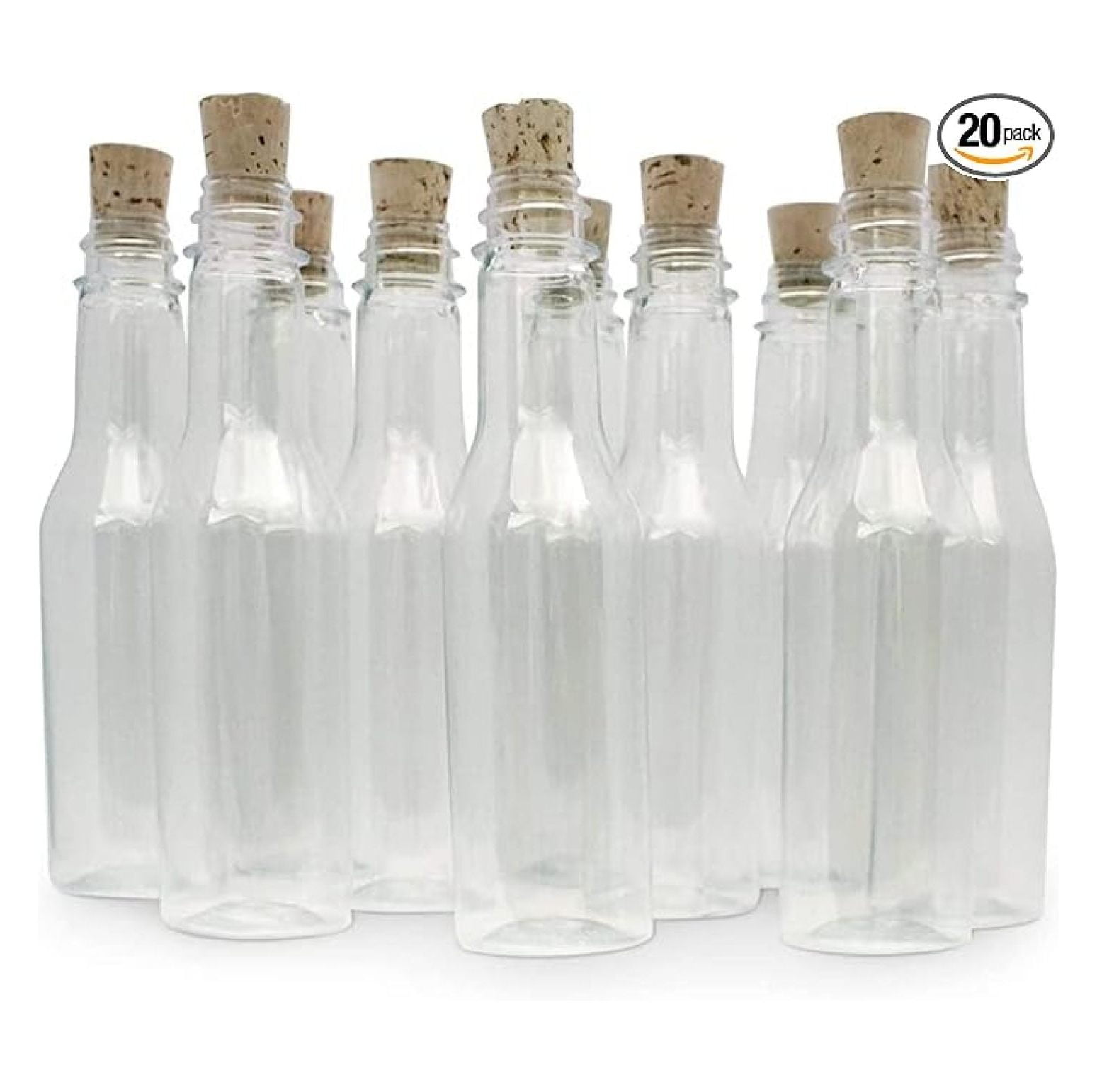 Plastic Bottles & Corks Set (20) - Clear PET Plastic Potion Bottles ...