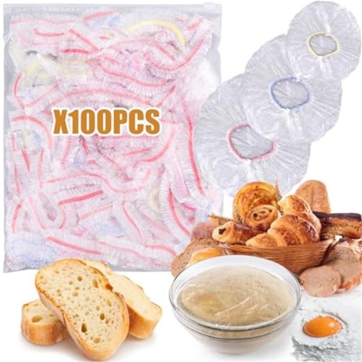 Plastic Bowl Covers 100 Pcs,Plastic Elastic Food Covers,Bulk Reusable ...