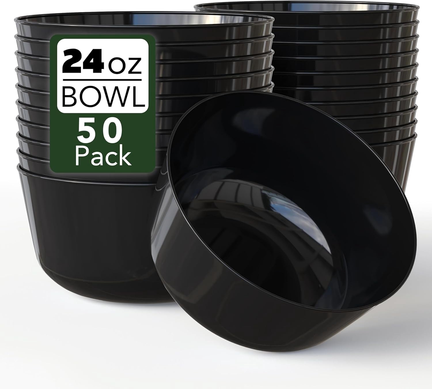Plastic Bowls Disposable Bowls 24 Oz Bowl Set Of 50 Black Fancy Plastic ...