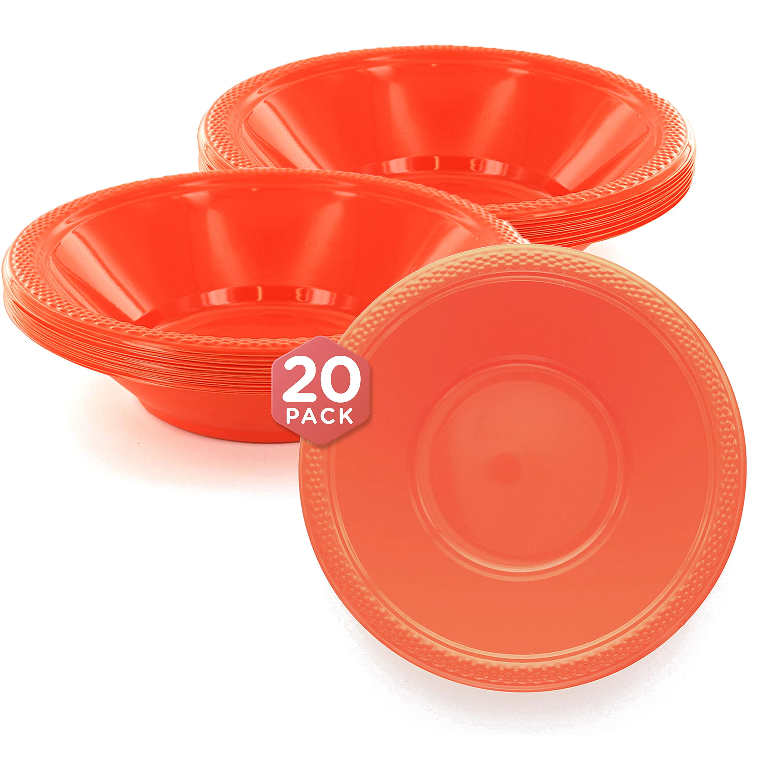 Plastic Bowls Disposable, Orange Plastic Cereal Bowls, 12 Oz Small ...