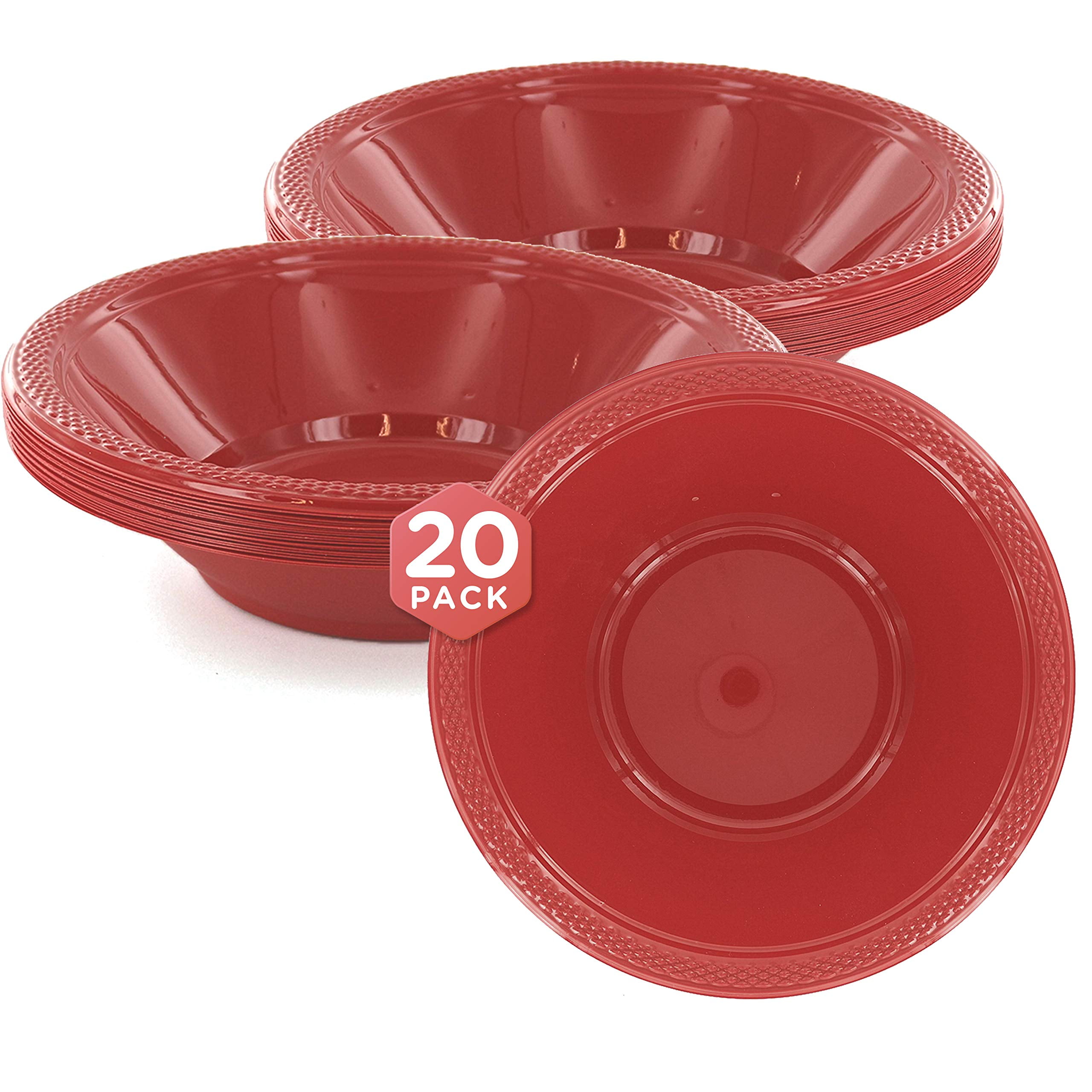 Plastic Bowls Disposable, Red Plastic Cereal Bowls, 12 Oz Small Plastic ...