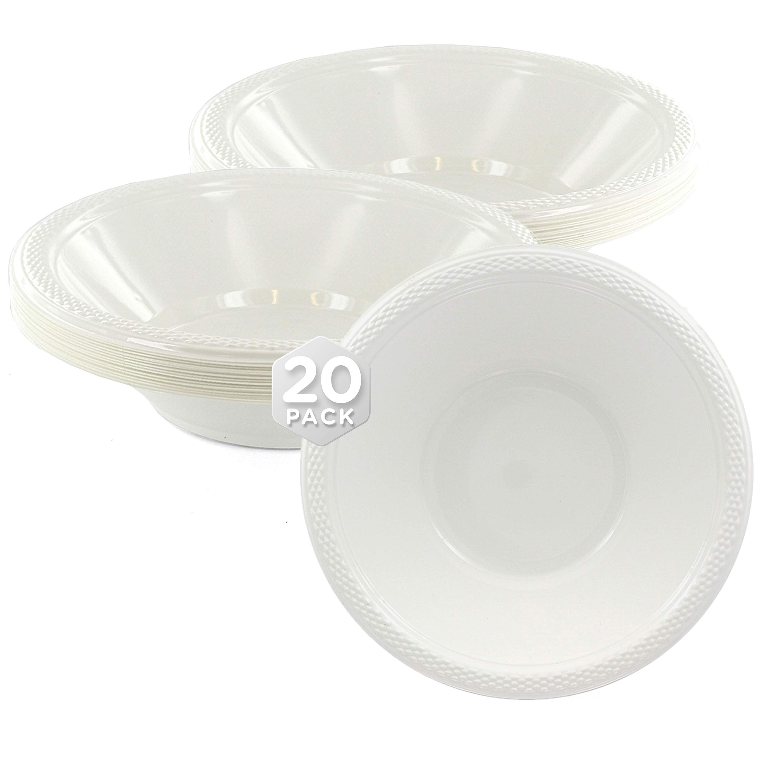 Plastic Bowls Disposable, White Plastic Cereal Bowls, 12 Oz Small ...