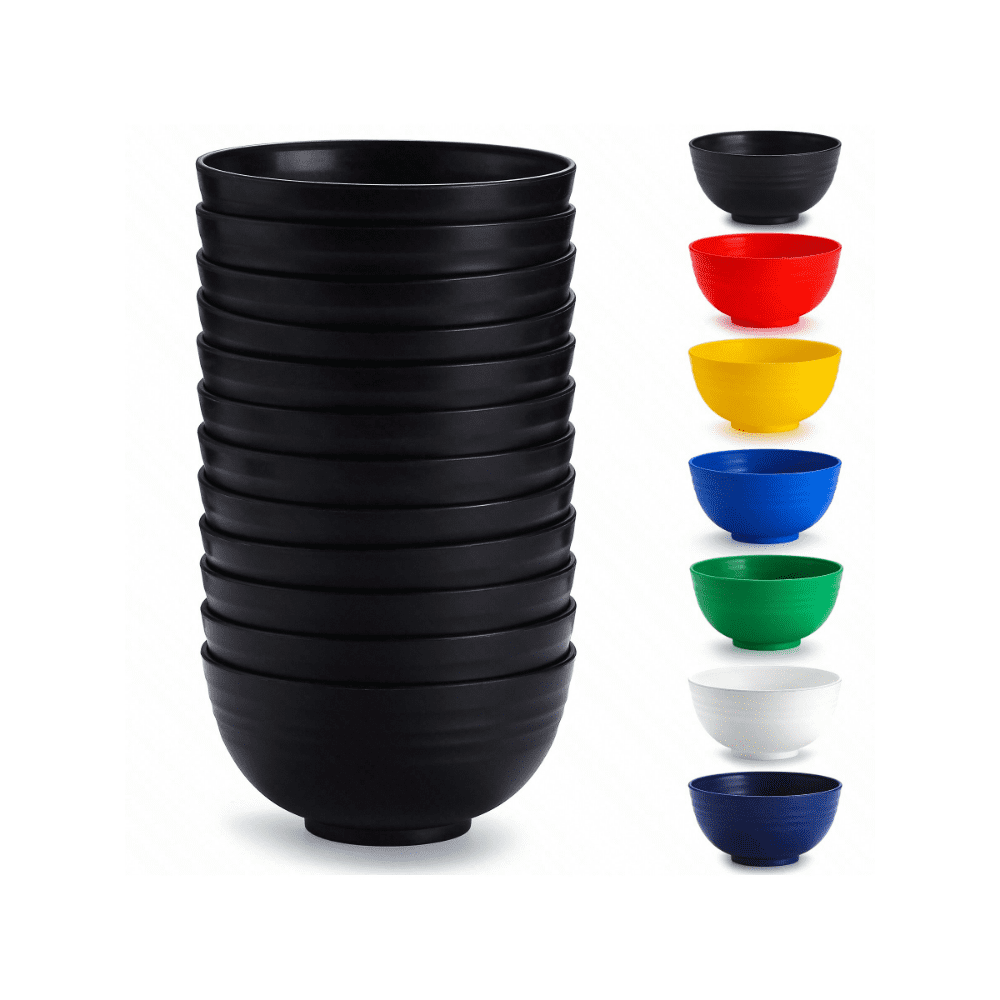 Plastic Bowls Set Of 12 Pieces,25oz,Unbreakable Reusable Dinner Bowls ...