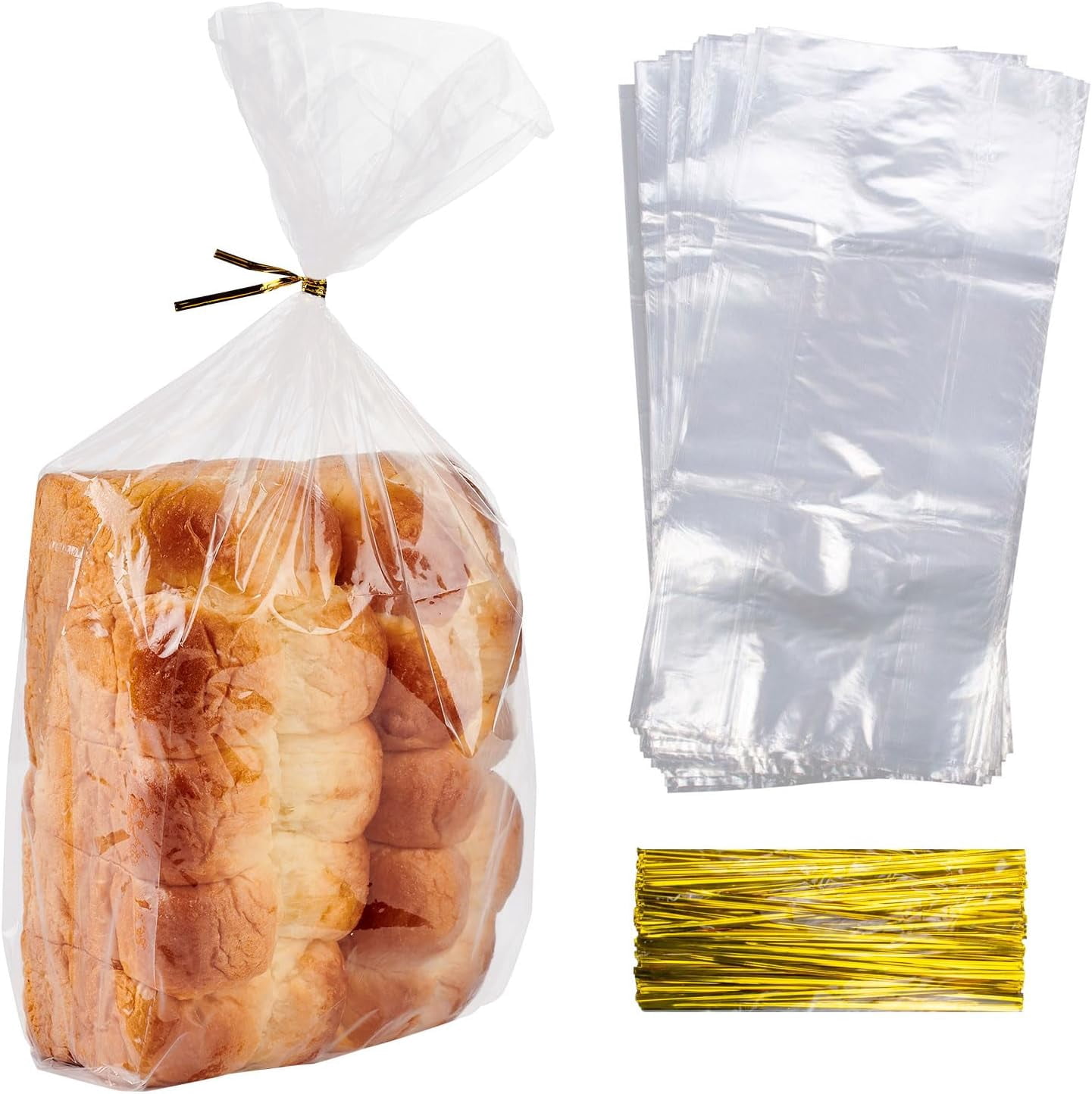 Plastic Bread Bags With Ties, 150 Pcs Printed Loaf Bags for Homemade ...