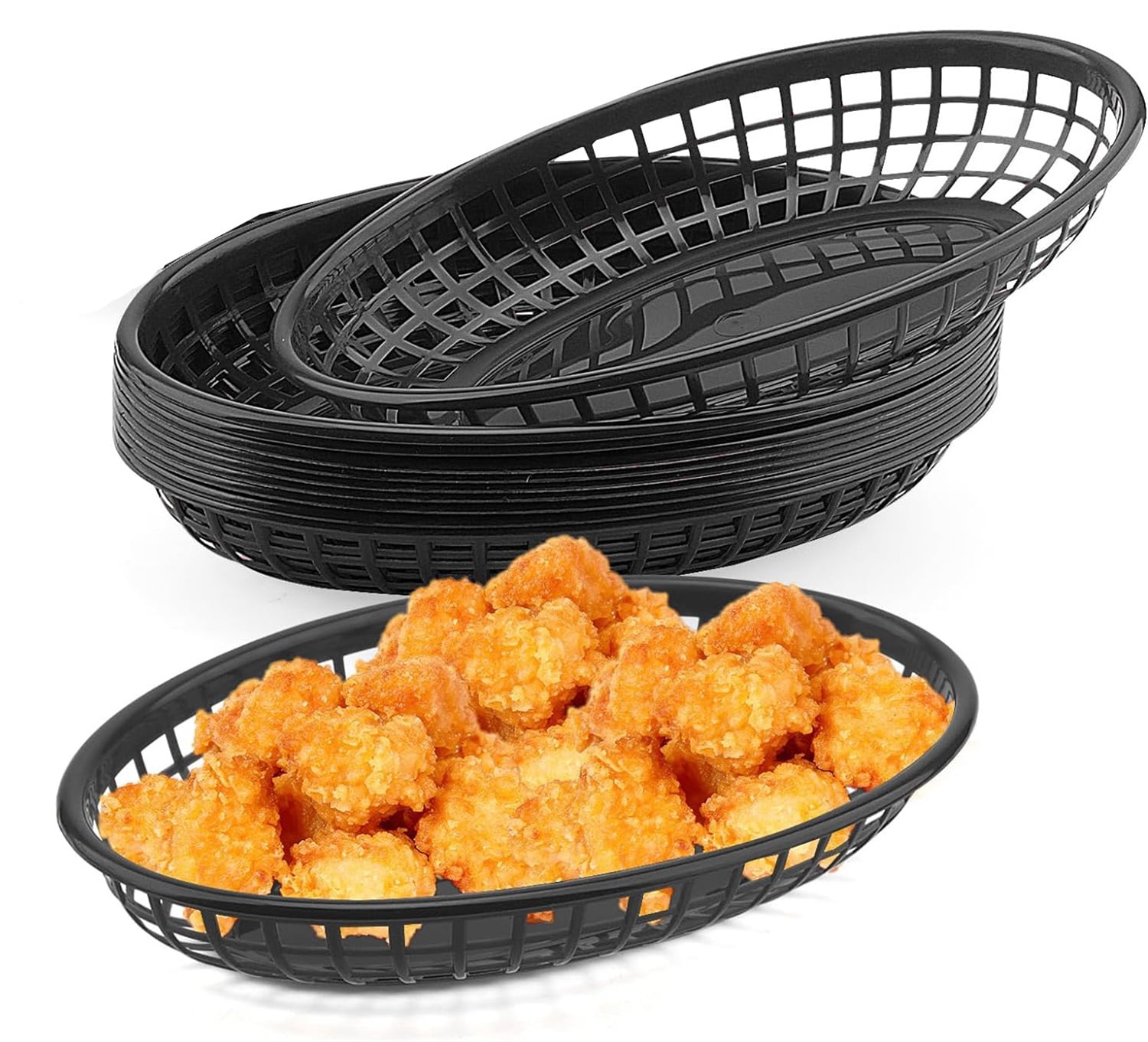 Plastic Bread Baskets,Bexikou 12 Pack Oval Fast Food Baskets, Plastic ...