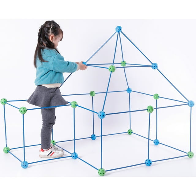 Plastic Building Blue and Green Construction Forts game, 72 Pieces ...