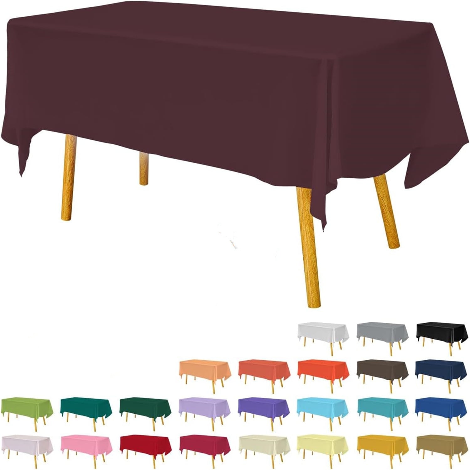 Plastic Burgundy Tablecloths 2 Pack Disposable Table Covers 54 x 108 ...