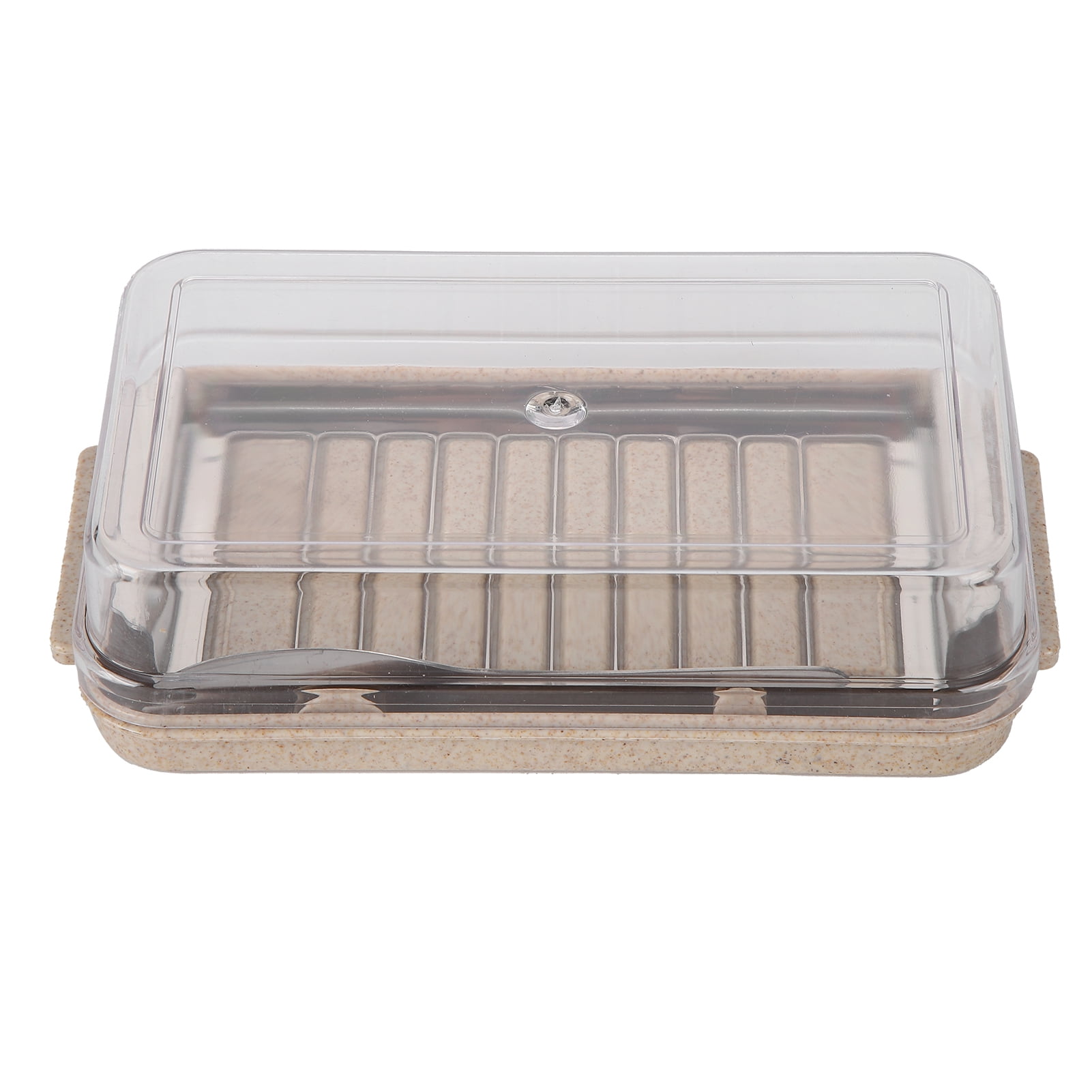 Plastic Butter Dish, Stainless Steel Butter Cutter Container Butter ...