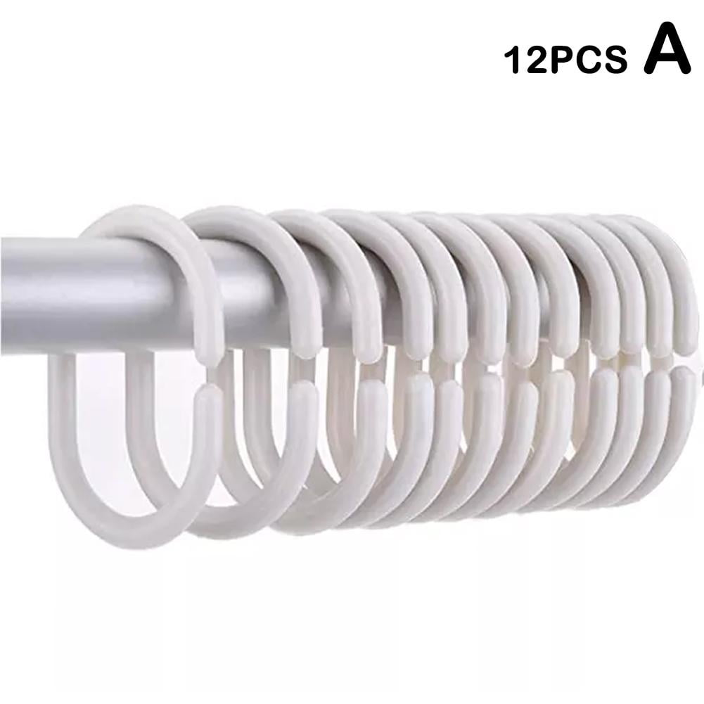 Plastic C Shaped Shower Curtain Hooks White C Type Clip Curtain ...