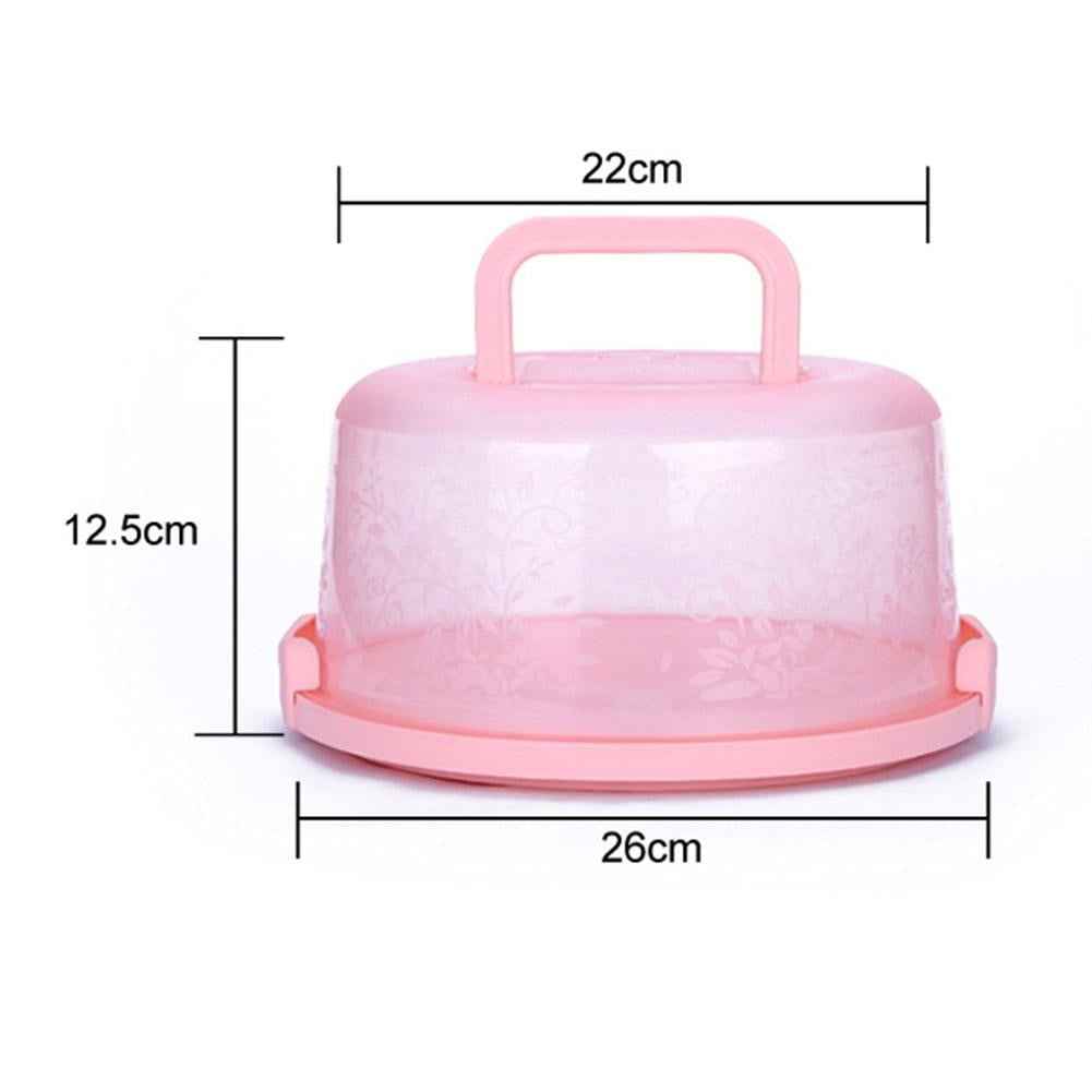 Plastic Cake Box Round Carrier Storage Container Clear Lockable Lid ...
