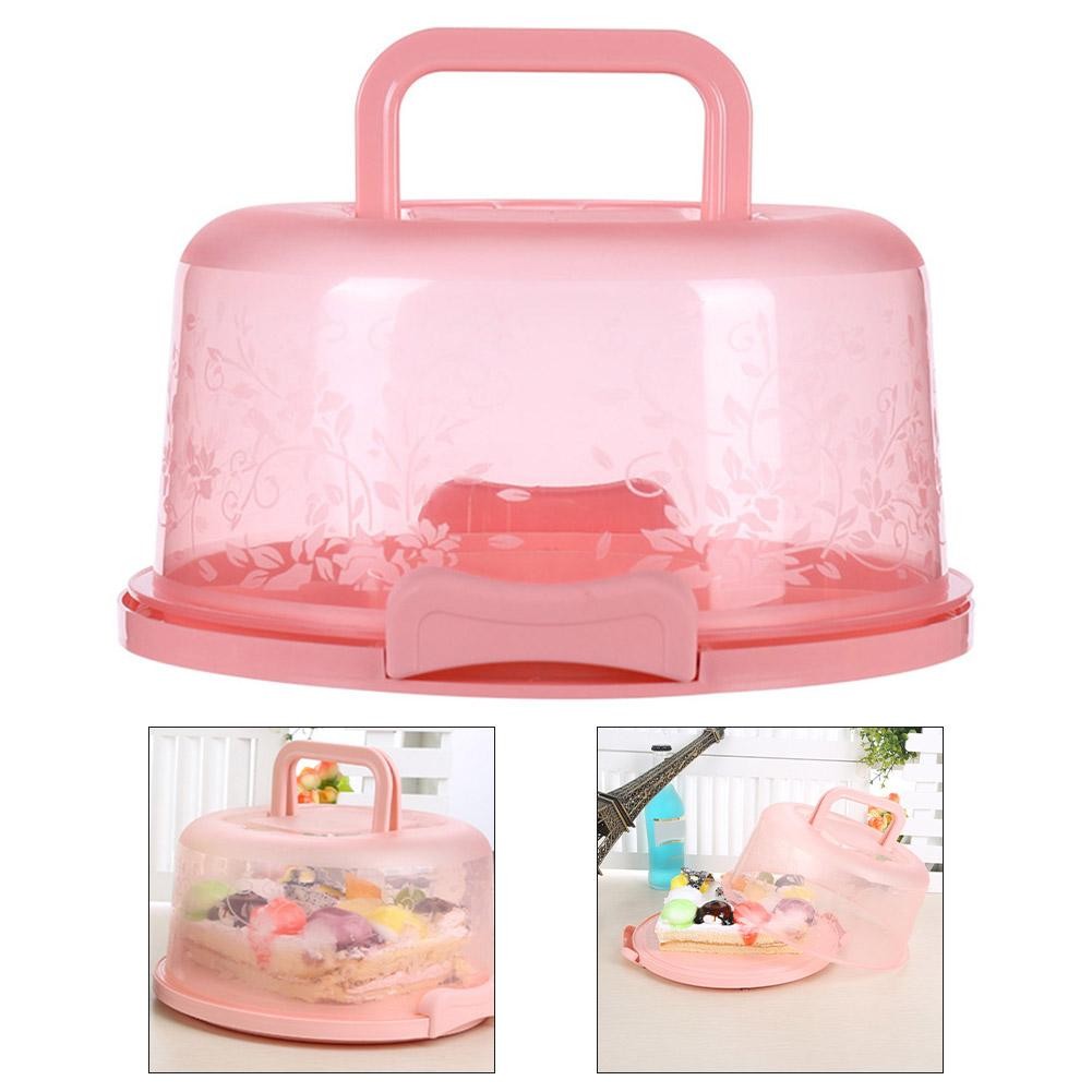 Plastic Cake Box Round Carrier Storage Container Clear Lockable Lid ...