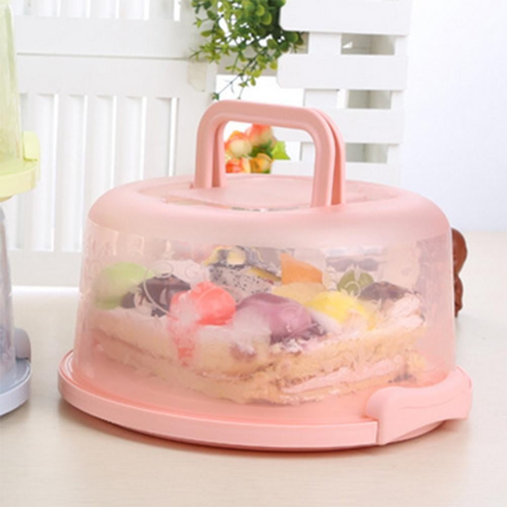Plastic Cake Box Round Carrier Storage Container Clear Lockable Lid ...