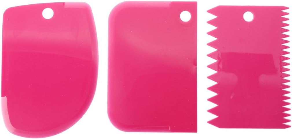 Plastic Cake Scrapers Sugar Paste Soft Bake SERRATED (Pink Red ...