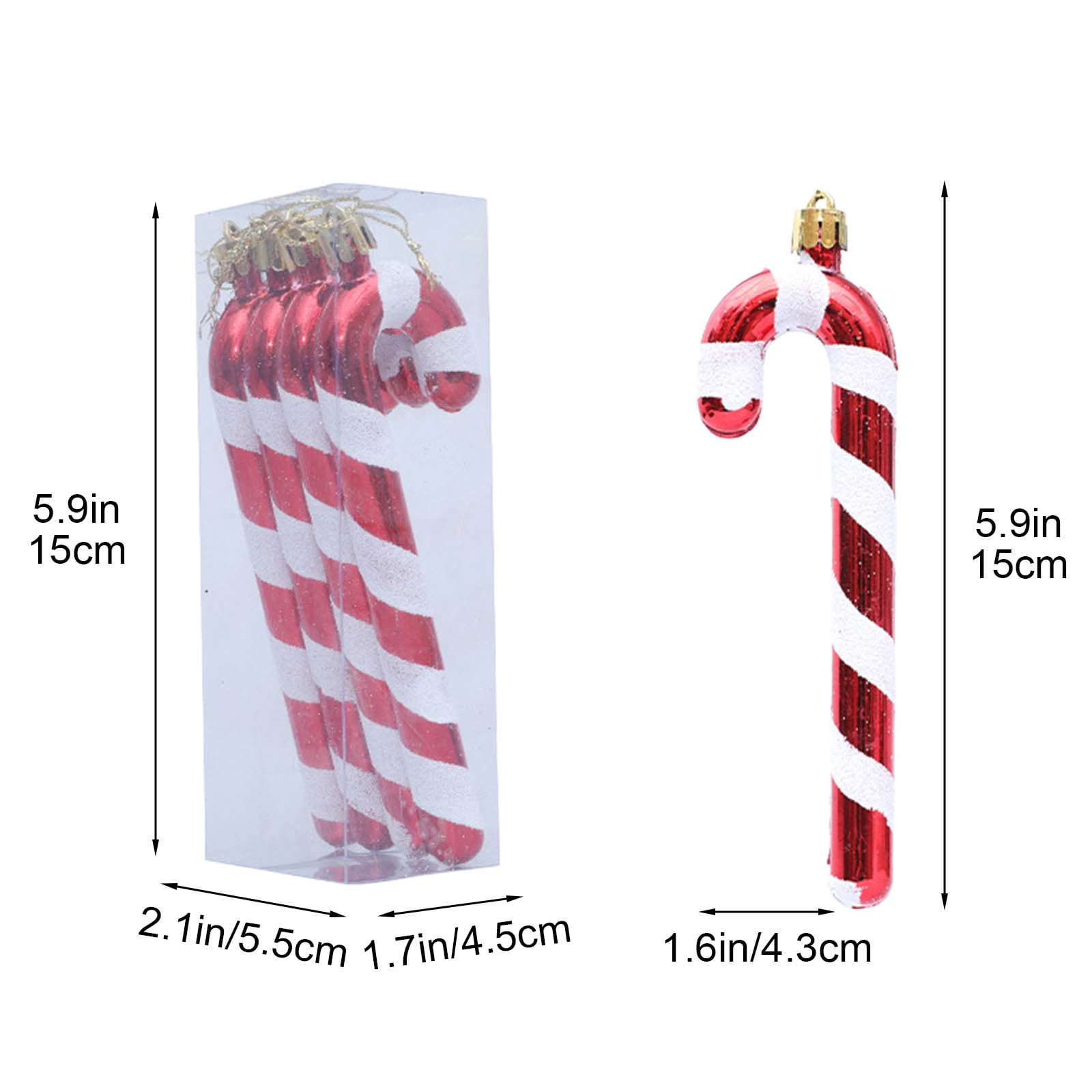 Plastic Candy Canes,4pcs Plastic Christmas Glitter Candy Cane Ornaments ...