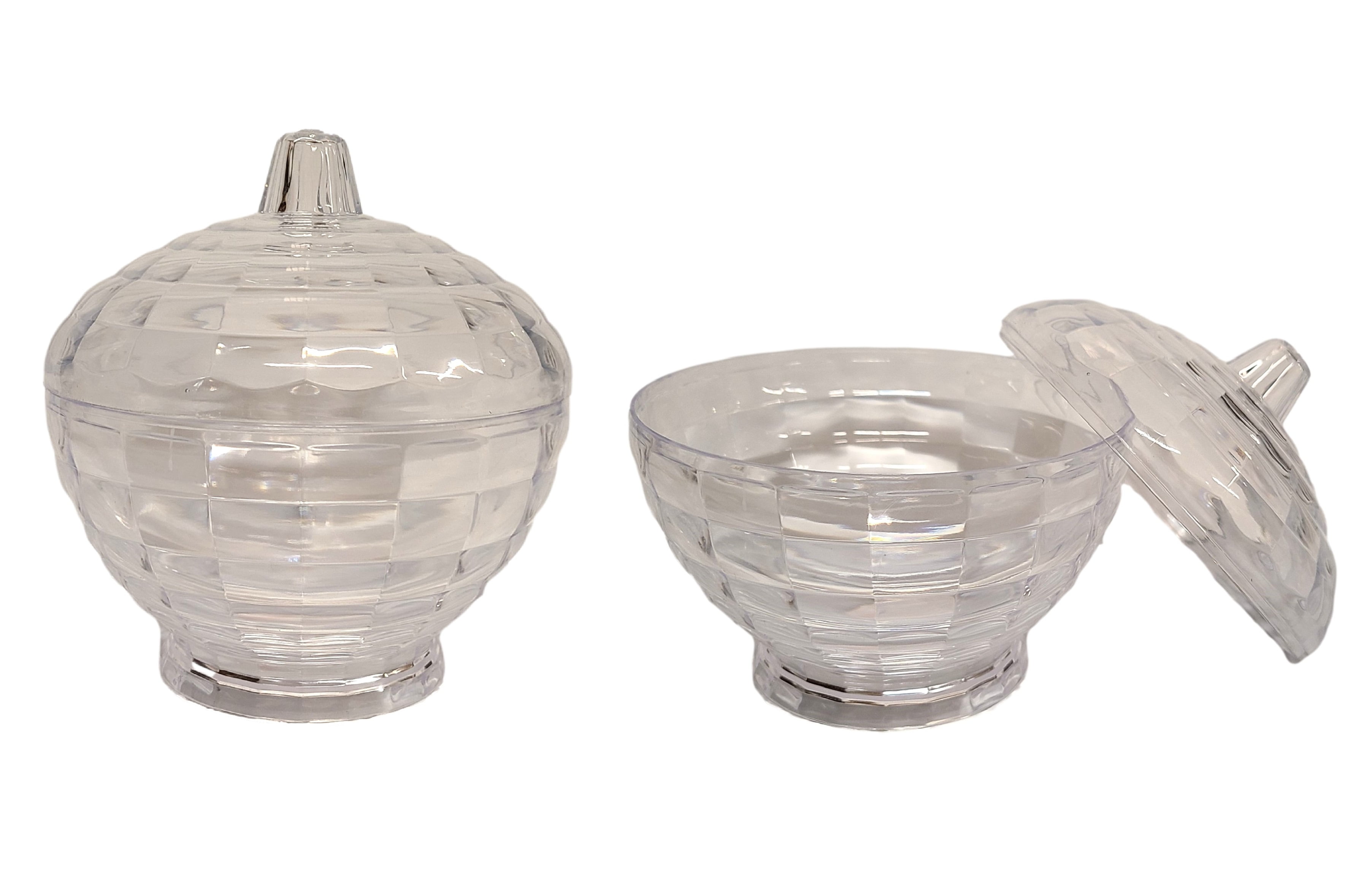 Plastic Candy Dish Bowl Set Clear 2 Pack 6 inch Christmas Candy Jar ...