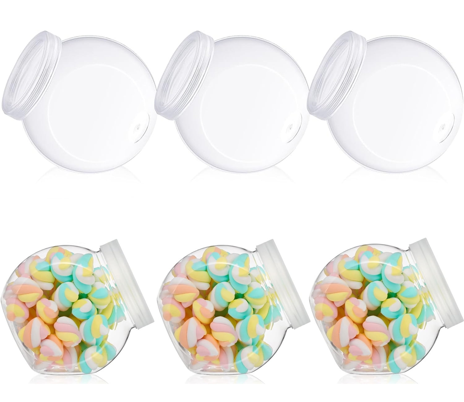 Plastic Candy Jars,Happon 6 Pack Plastic Cookie Jars with Lids,Food ...