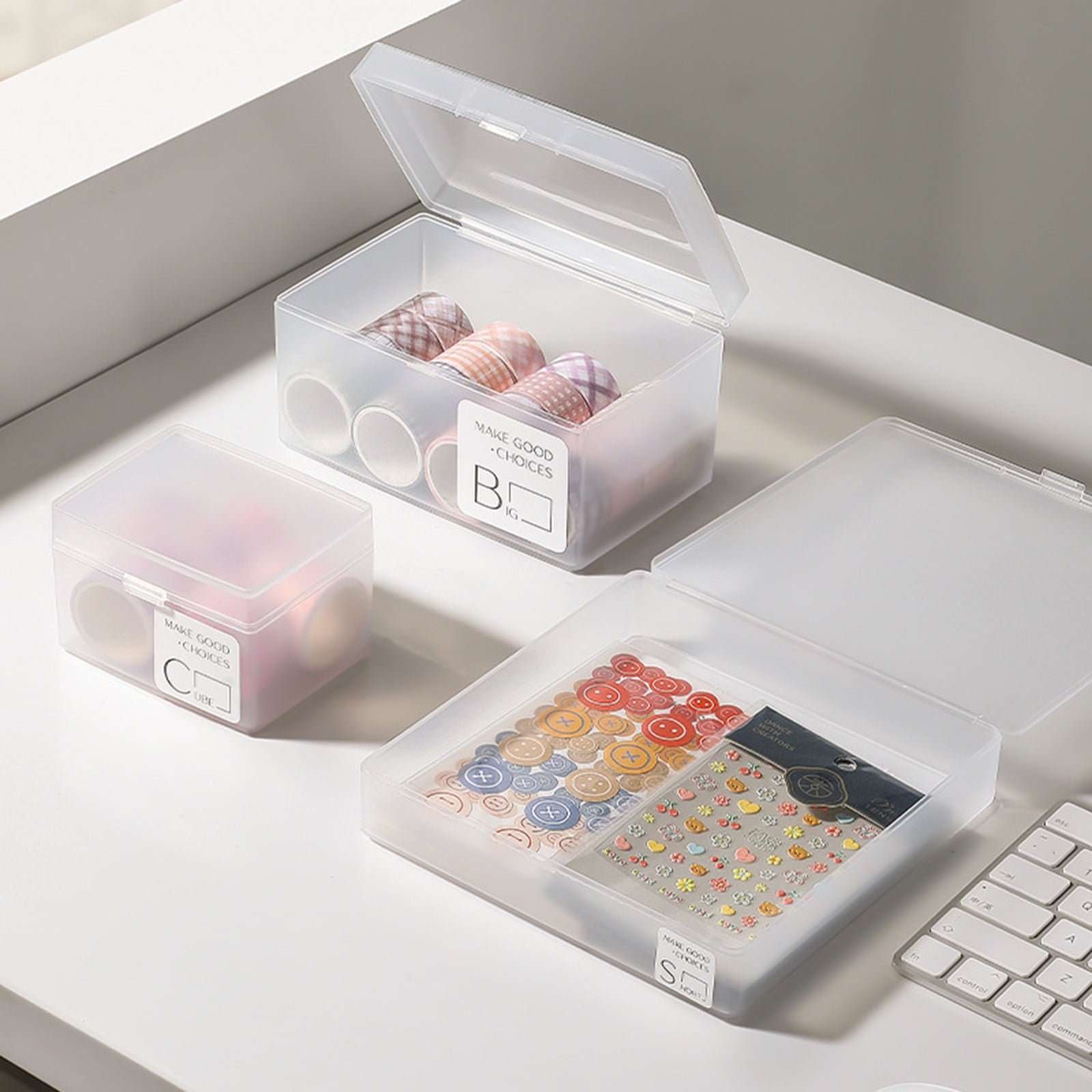 Plastic Card Storage Box Organizer | Frosted Transparent Case with Snap ...
