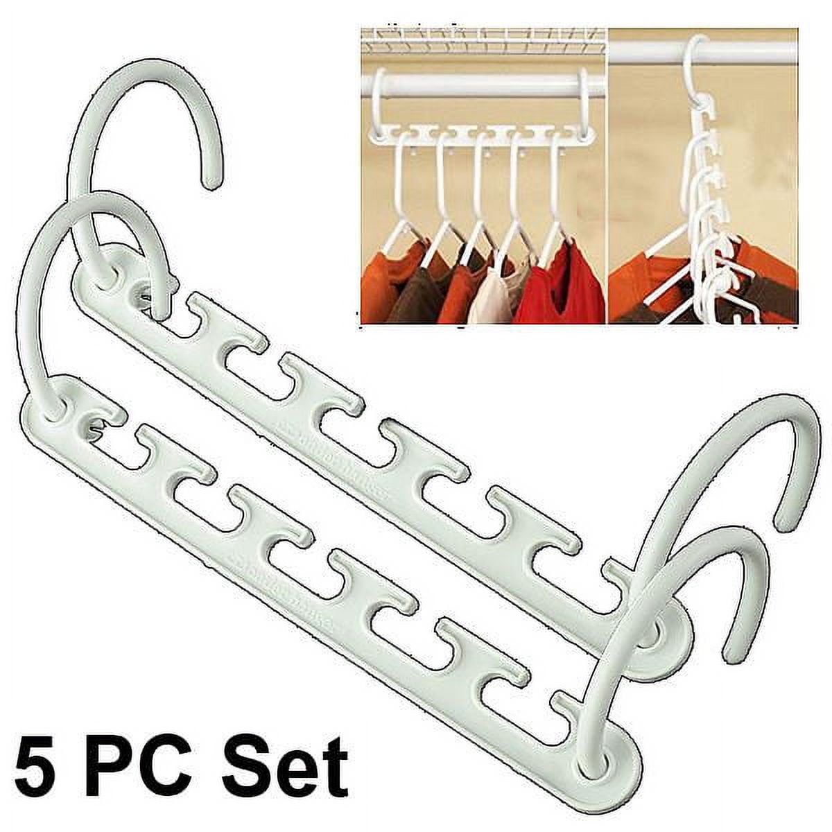 5pc Set Plastic Space Saving Closet Hangers - Vertical Clothes ...