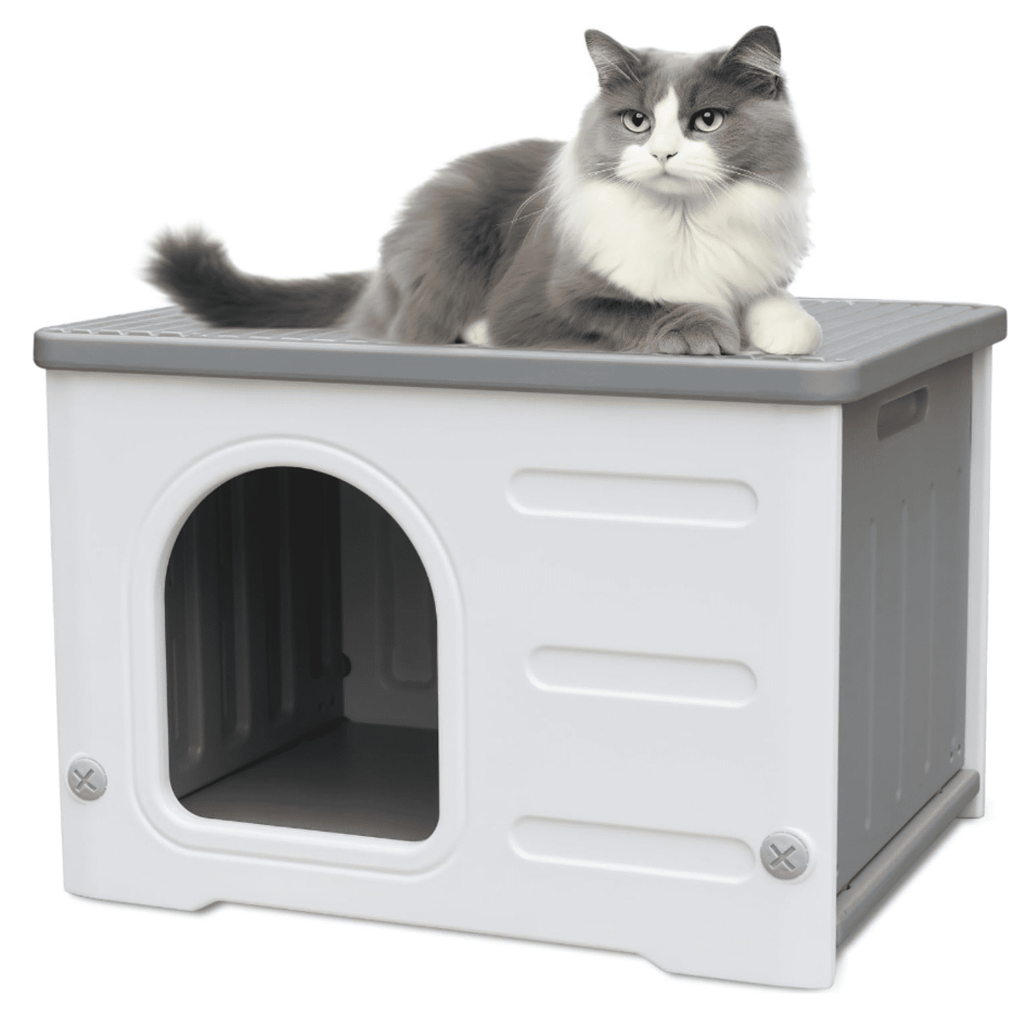 Plastic Cat House Outdoor & Indoor, Feral Cat Houses Waterproof Outdoor ...