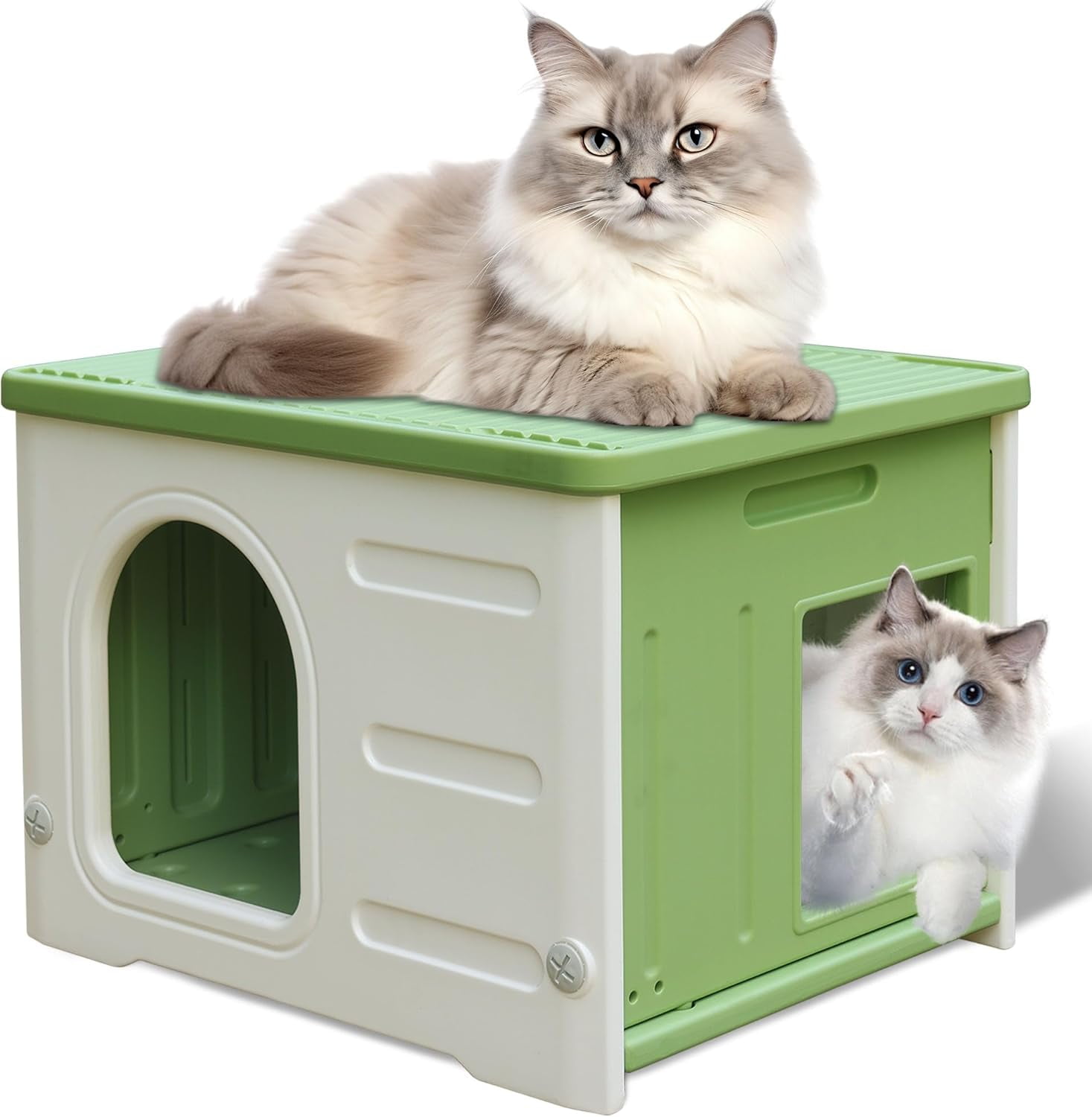 Plastic Cat House for Outdoor Indoor, Waterproof Outdoor Cat House with ...
