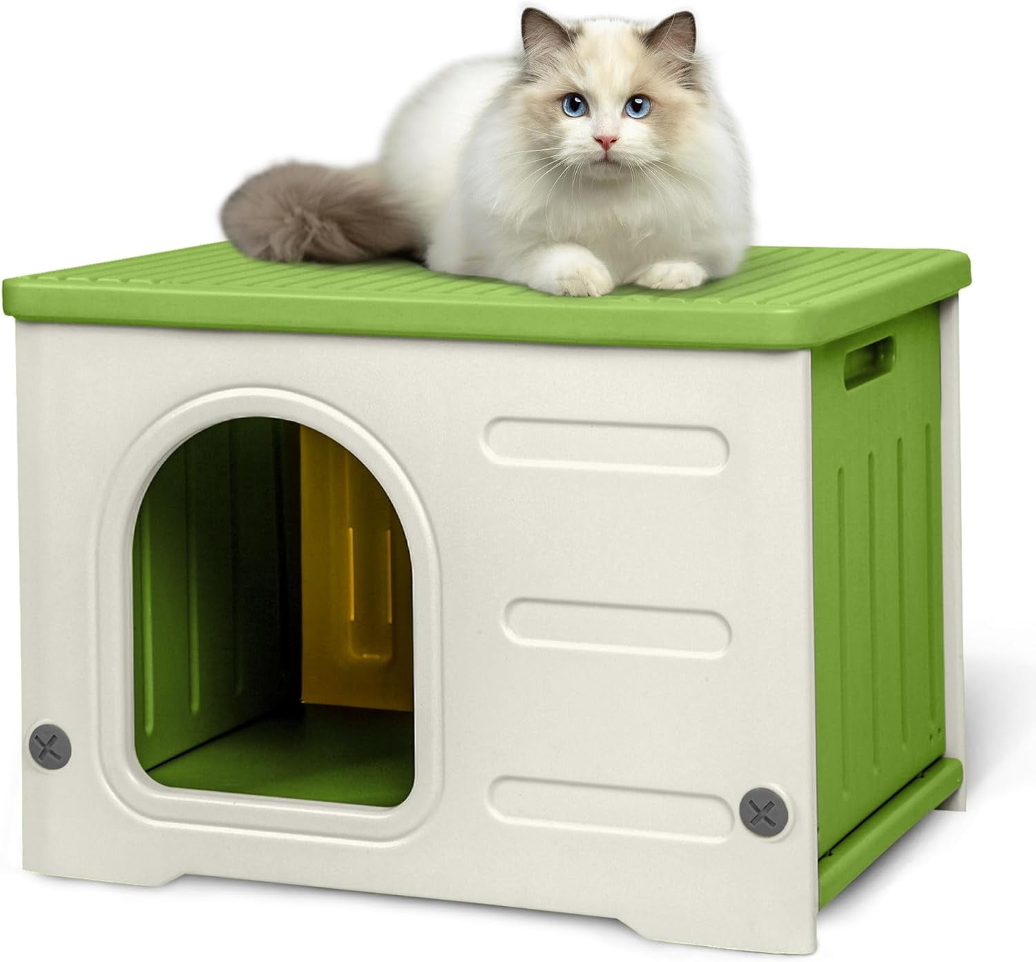 Plastic Cat House for Outdoor Indoor Use, Stackable Feral Cat Shelter ...