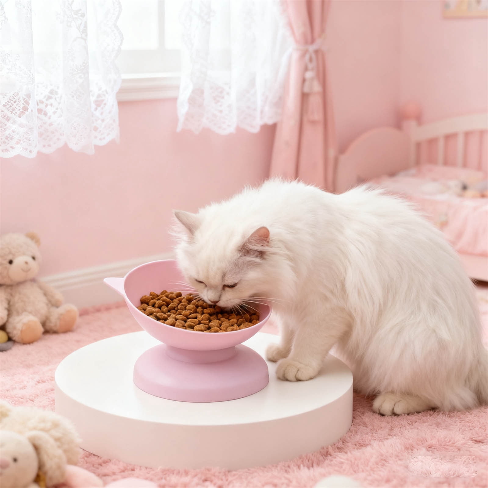 Plastic Cat and Dog Bowl, Ergonomic Food and Drinking Dish for Cervical ...
