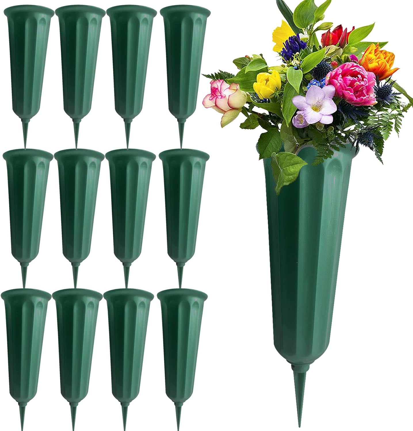 Plastic Cemetery Vases 12pcs Flower Holder for Cemetery Decorations for ...
