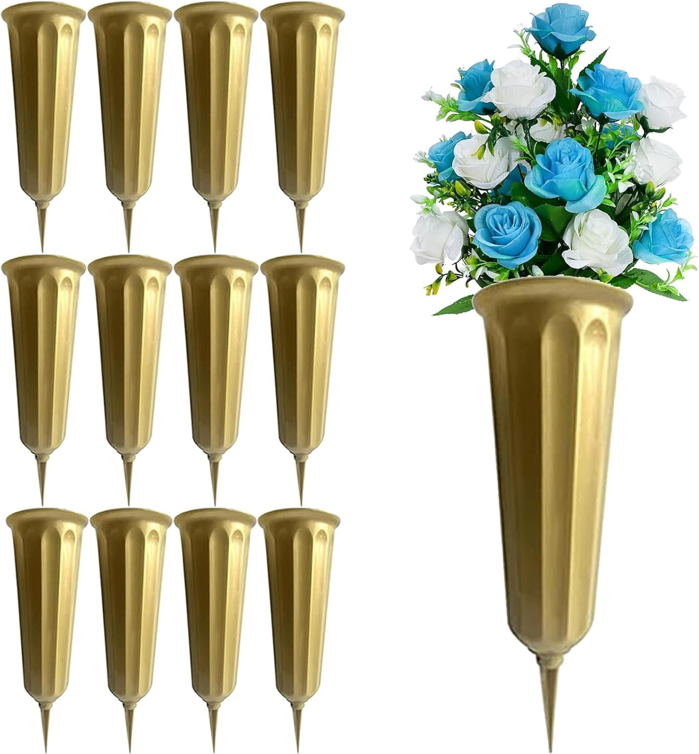 Plastic Cemetery Vases with Spikes 12 Pack Memorial Flower Vase ...