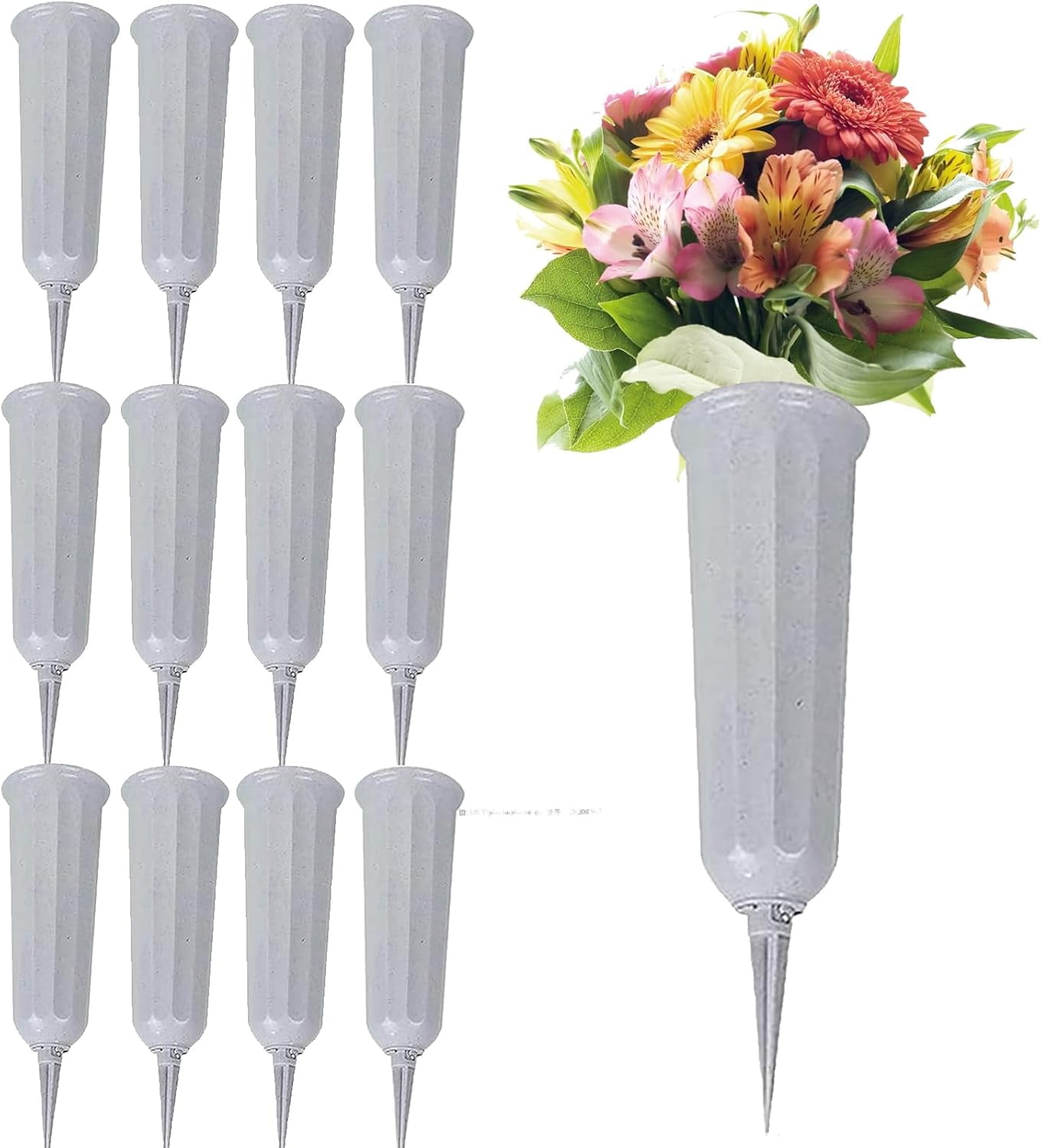 Plastic Cemetery Vases with Spikes 12 Pack Memorial Flower Vase ...