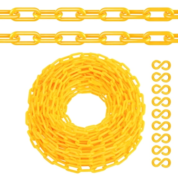 Plastic Chain, 220 FT Yellow Durable Safety Chain Barrier with 40 Hooks ...