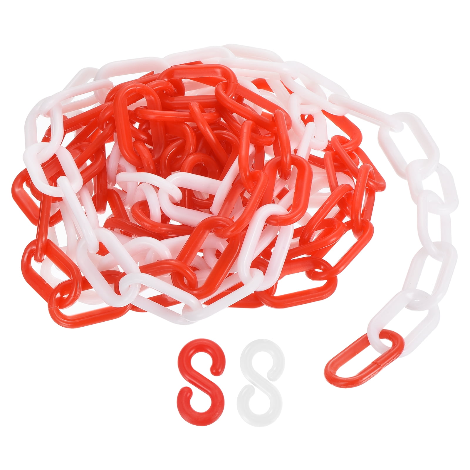 Plastic Chain Links, 1.3-Inch 10 Foot Barrier Chain with S-hooks, Red ...