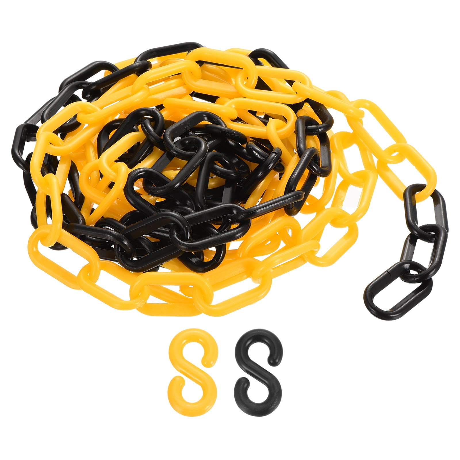 Plastic Chain Links, 1.4-Inch 10 Foot Barrier Chain with S-hooks, Black ...