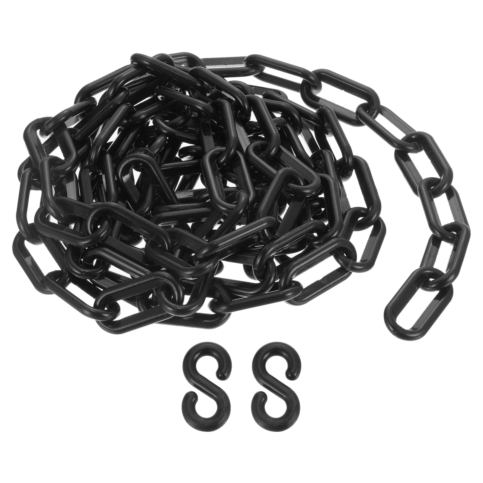 Plastic Chain Links, 1.9-Inch 10 Foot Barrier Chain with S-hooks, Black ...