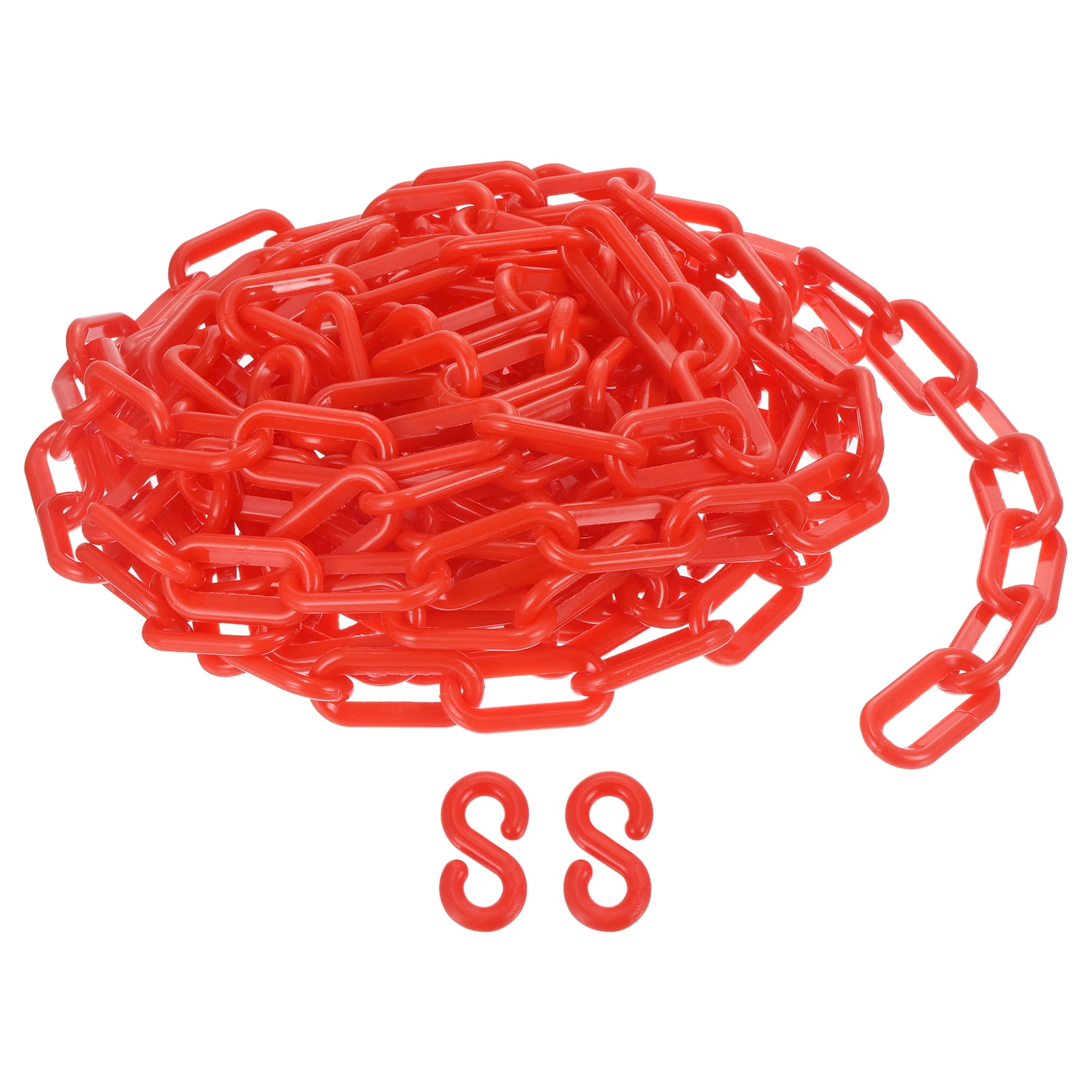 Plastic Chain Links, 1.9-Inch 25 Foot Barrier Chain with S-hooks, Red ...
