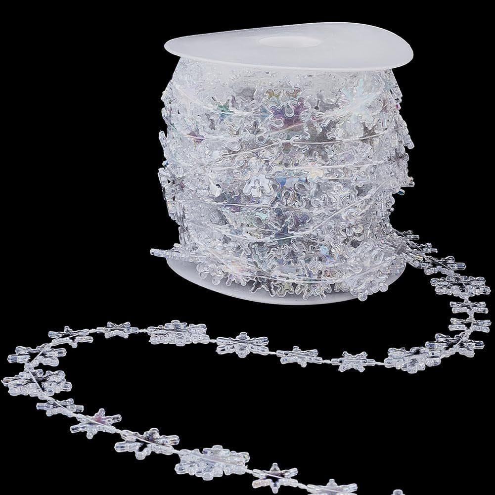 Plastic Chain Snowflake Soldered with Spool White 21mm 10m/roll ...