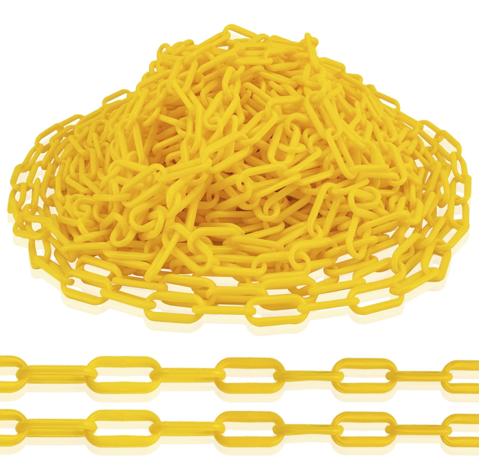 Plastic Chain Yellow Safety Chain Link Fence 32ft Plastic Barrier Chain ...