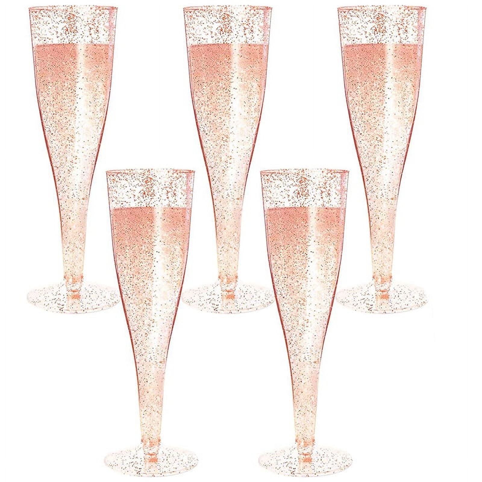 5Pcs Disposable Champagne Cups Glitter Gold Powder Transparent ...