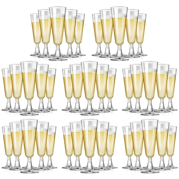 150 Pcs Gold Plastic Champagne Flutes - Clear Disposable Crystal Wine ...