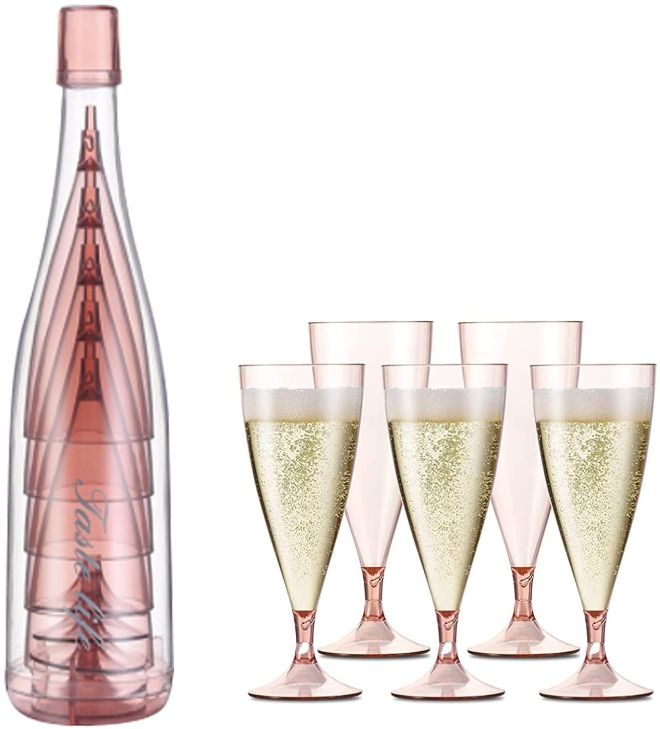 Plastic Champagne Flutes,Wine Glasses,Reusable Plastic Cups with ...