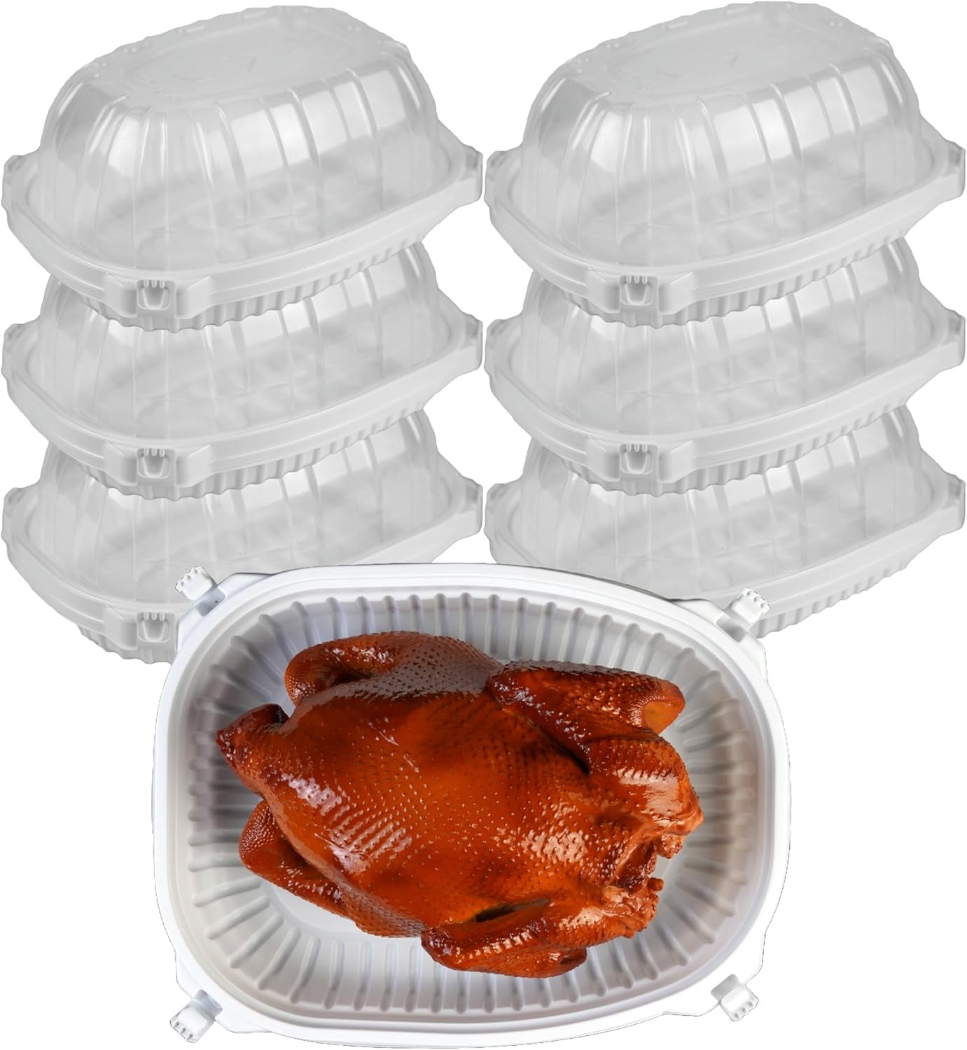 Plastic Chicken Roaster Storage Container with Lid, Takeout and ...