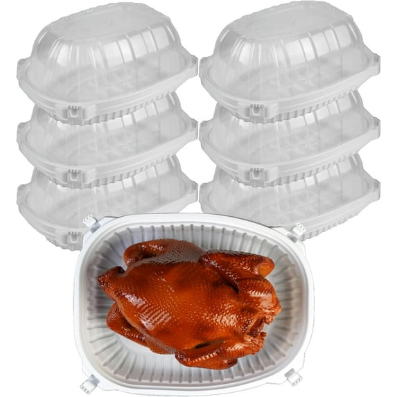 Plastic Chicken Roaster Storage Container with Lid, Takeout and ...