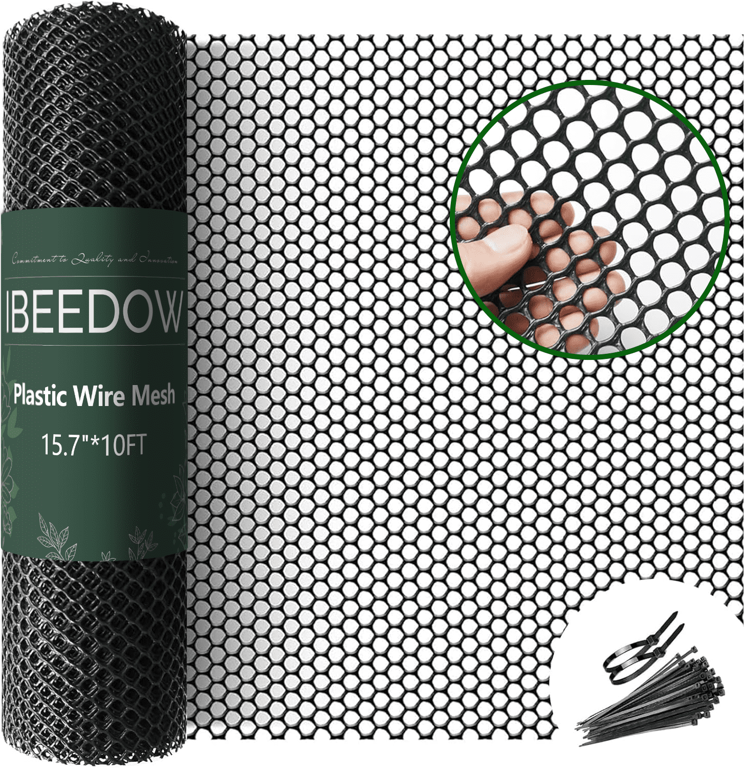 Plastic Chicken Wire Fence Mesh, 15.7IN x 10FT Garden Fencing Black Chicken Wire Mesh for ...