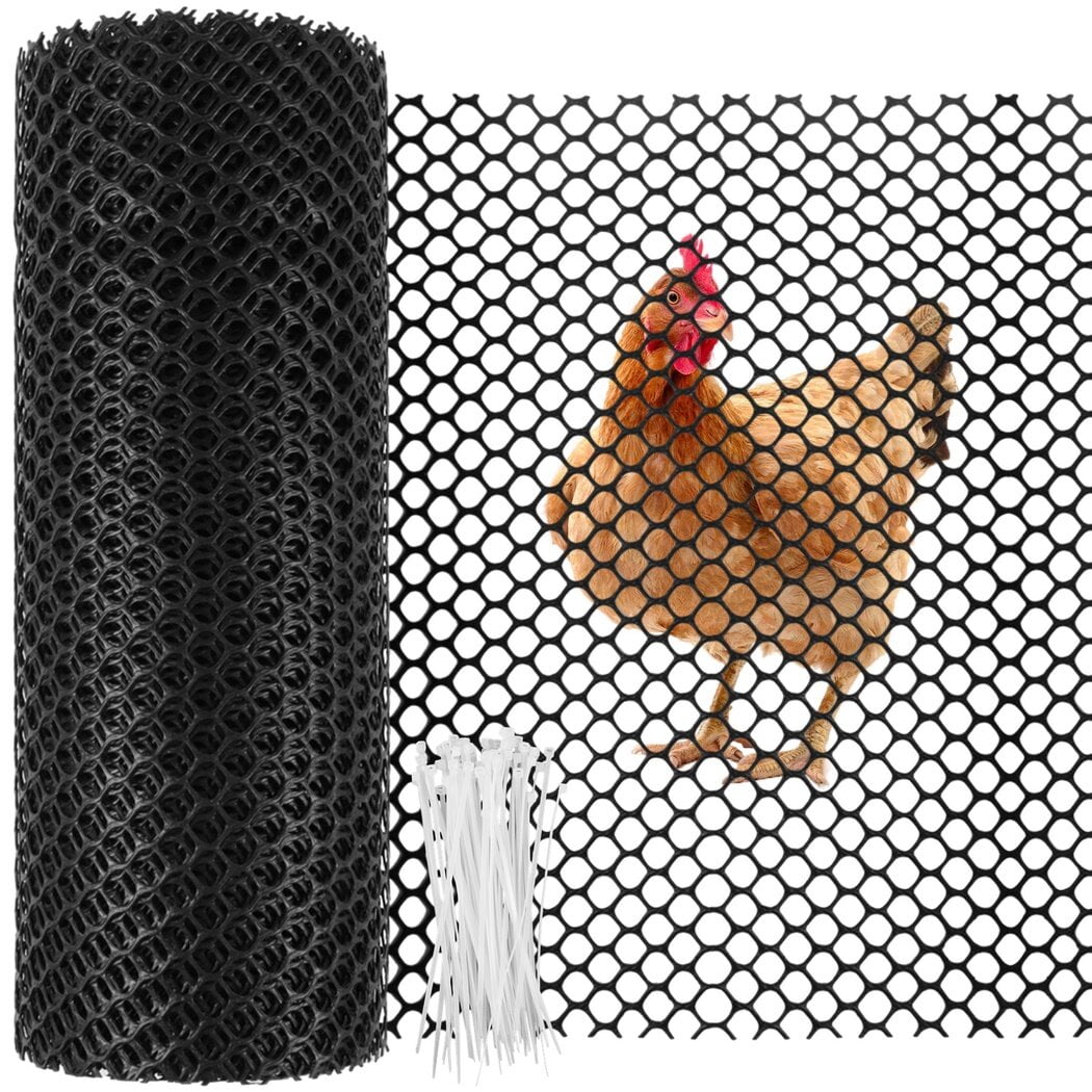 Plastic Chicken Wire Fence Mesh, 15.7in x 32.8ft Poultry Fence Mesh ...