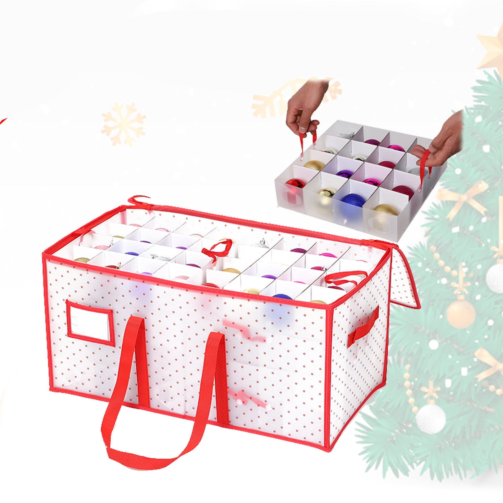 Plastic Christmas Ornament Storage Box with Dual Zipper Closure - Box ...