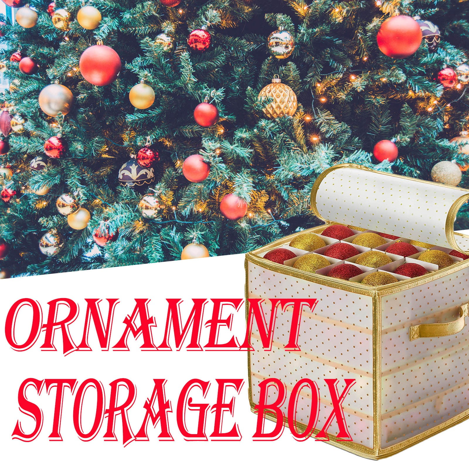 Plastic Christmas Ornament Storage Box Holiday Decoration Organizer ...