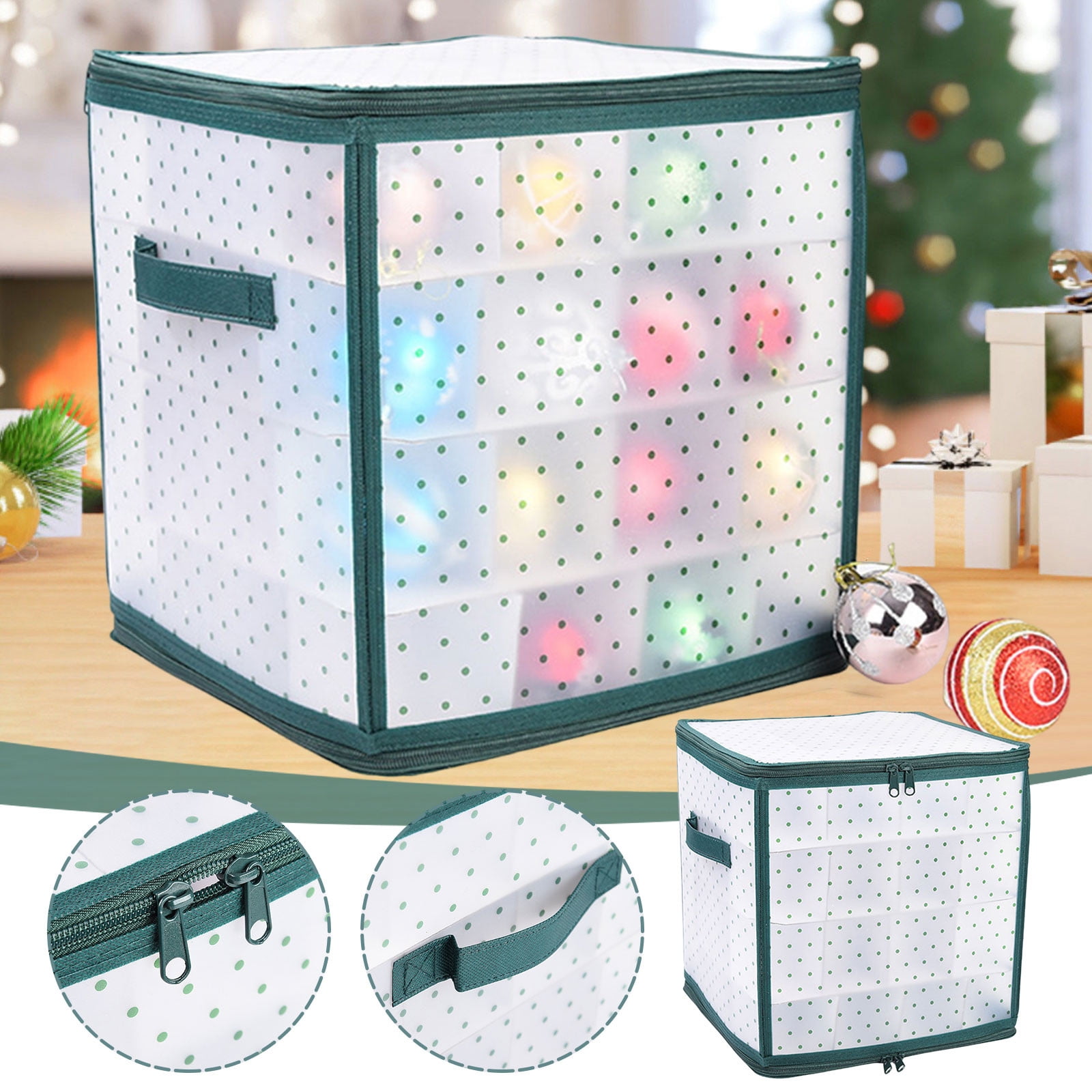 Plastic Christmas Ornament Storage Box with Zippered Closure - Store up ...